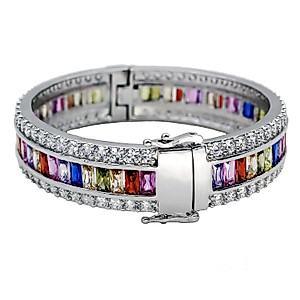 Women Amethyst Bracelets Garnet Ruby Blue Sapphire Tennis Bracelet Bridal Girl Girlfriend Jewelry