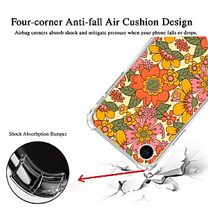 Veakgpligo Retro 70s Flowers Case Compatible with iphone XR, Hippie Vintage Orange Yellow Flowers Case for Girl Women Men,Unique Soft TPU Bumper Case Cover