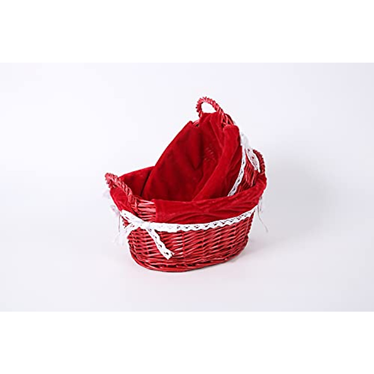 Wicker Storage Baskets Oval Woven Basket with Handle Liner for Shelf Decorative Empty Gift Baskets Decor