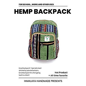 Unique Design100% Himalaya Hemp Backpack Small Backpack Hippie Backpack Festival Backpack Hiking and Tablet Backpack FAIR TRADE Handmade with Love.
