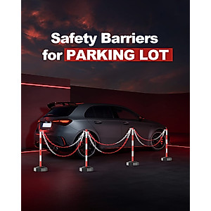 RoadHero [2 Pack] Traffic Delineator Post Cones with Fillable Base, Expandable Traffic Safety Barrier with 8FT Plastic Chain, Traffic Safety Delineator Cones for Parking Lot [Red/White]