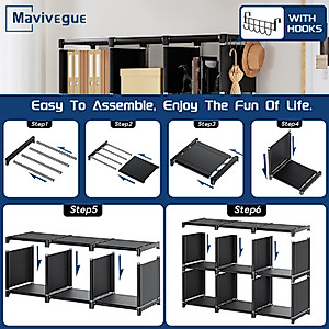 Mavivegue Book Shelf, 9+12+16+18 Cube Storage Organizer, DIY Bookcase, Metal Cube Bookshelf, Tall Book case for Bedroom, Living Room,Office, Closet Storage Organizer, Black Cubicle Storage Rack-Black