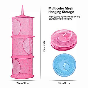 ko0 Hanging Closet Organizer - Foldable Closet Hanging, Space Saver - Sweater or Shoe Organizer, Baby Nursery Closet Organization and Storage, Pink-green