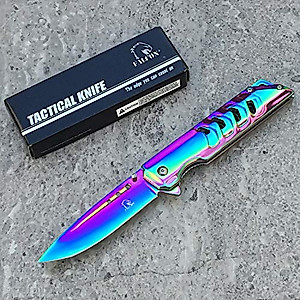 Falcon KS4621 8.5" Multicolor Folding Pocket Knives with 2.5" in Clip Point Blade for Outdoor,Tactical, Survival and EDC