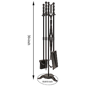 Fire Beauty Fireplace Tools Set 5 Pieces Wrought Iron Fire Tool Set for Outdoor/Indoor Fireplace Accessories Set