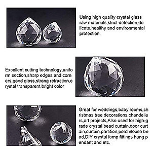 H&D Pack of 12 Clear Crystal Chandelier Lamp Lighting Drops Pendants Balls Prisms Hanging Glass Prisms Parts Suncatcher Home/House Decor