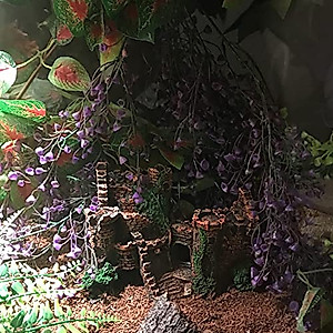 MUYG 2 PCS Reptile Plants for Terrarium, Plastic Hanging Plant with Suction Cup for Bearded Dragon Lizard Gecko Chameleon Tank Habitat Decoration