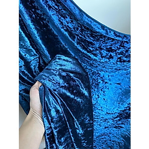 Premium Stretch Crushed Velvet Fabric by The Yard - Soft and Luxurious Fabric - Versatile and Stretchy - Ideal for Clothing Home Decor and Crafts (58 inches Width) - 1 Yard (Teal Blue)