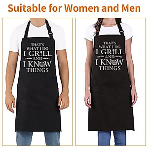 ALIPOBO Funny Grilling Aprons for Men - BBQ Cooking Apron with 2 Pockets, Adjustable Neck Strap and 40" Long Ties - That's What I Do I Grill and I Know Things
