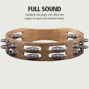 Meinl Percussion Traditional Wood Tambourine with Stainless Steel Jingles, Double Row — NOT Made in China — for All Musicians, 2-Year Warranty (TA2WB)