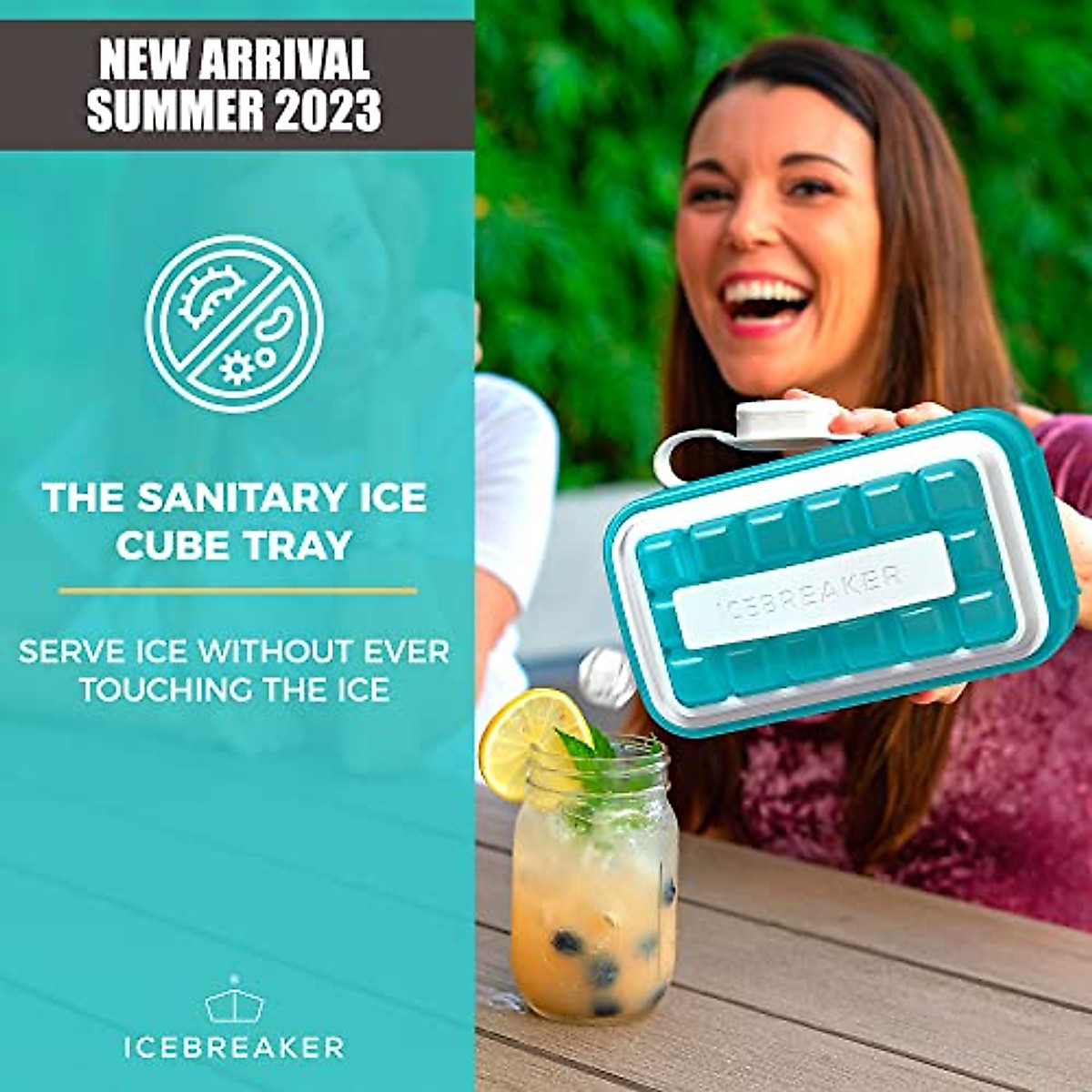 ICEBREAKER CLEAR POP 2023 - Make And Serve Ice Without Ever Touching The Ice - The Sanitary Ice Tray for Freezer - NO Spills Silicone Tray With Lid - Ice Cube Maker 18 Ice Cubes