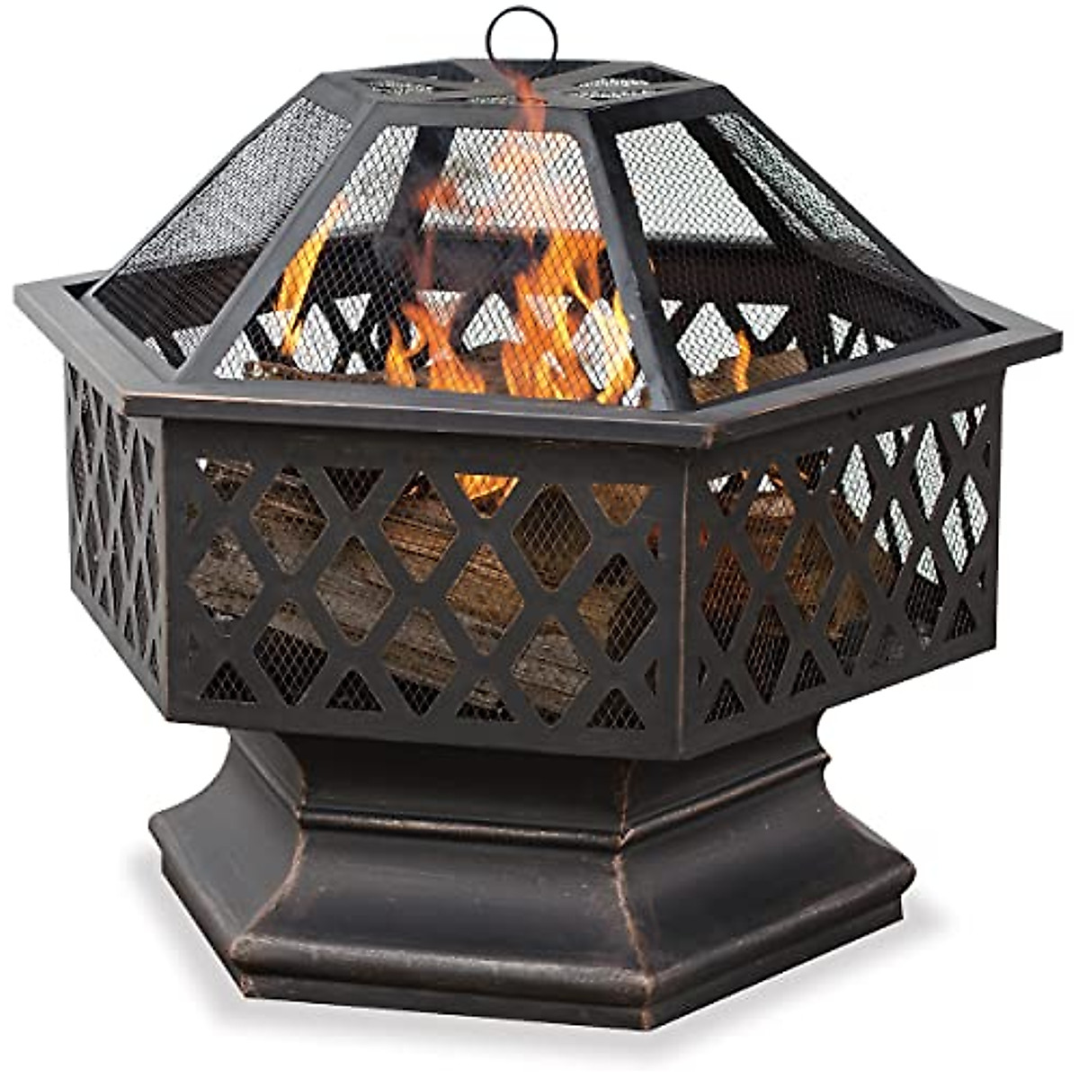 Endless Summer,WAD1377SP, Hex Shaped Outdoor Fire Bowl with Lattice, Oil Rubbed Bronze