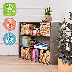 ECR4Kids Streamline 3-Shelf Storage Cabinet, 36in, Kid's Bookshelf, Grey Wash