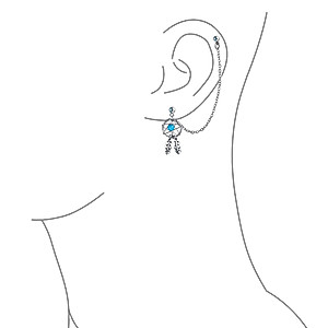 Blue Pink Native American Indian Western Jewelry Dream Catcher Feather Double Piercing Single Ear Cartilage Stud for Women Teen Surgical Steel 14G