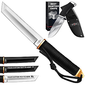 Grand Way Tanto Camping Knife with Sheath – 3+ Colors – 5.9" Fixed Full Tang Mirror Polished Blade – Hunting Knife with Sheath Survival Knives for Men