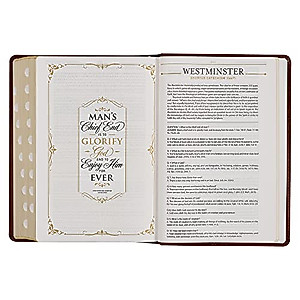 KJV Study Bible, Large Print Faux Leather - Thumb Index, King James Version Holy Bible, Art Nouveau Framed Saddle Tan