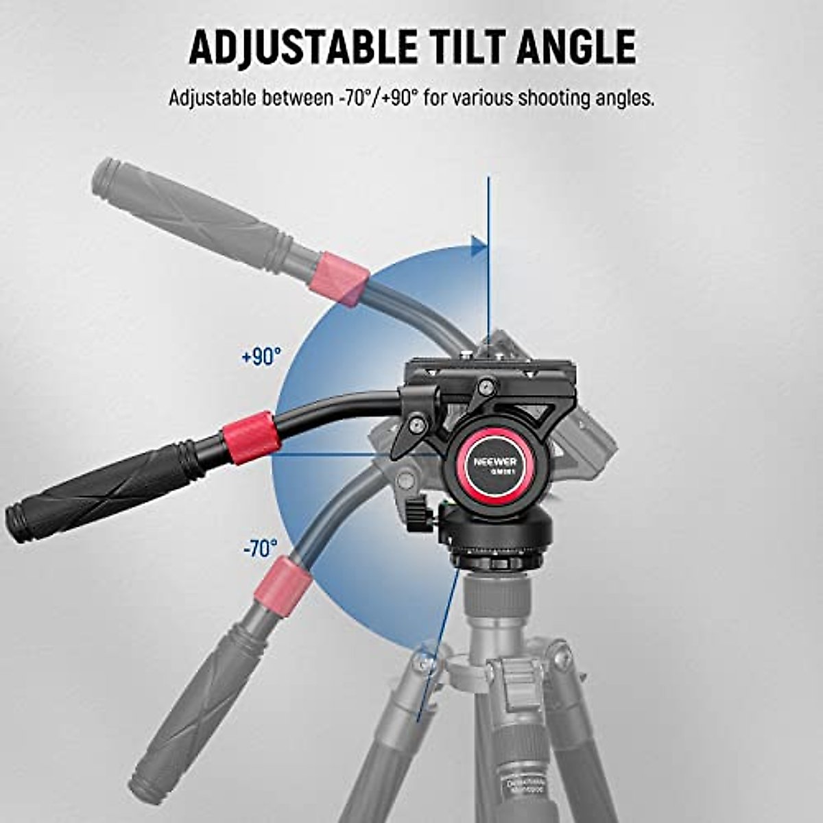 NEEWER Video Tripod Fluid Head with Quick Release Plate Compatible with Manfrotto, Telescopic Handle & Panorama Scaled Base (⌀55mm), Max Load 13.2lb/6kg, Heavy Duty for DSLR Video Cameras, GM001