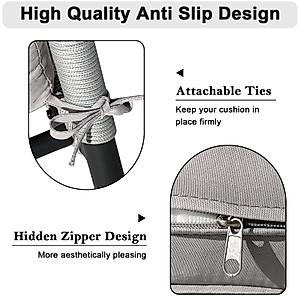 FKSLIFE Outdoor Chair Cushions Set of 2,Patio Chair Cushion Waterproof Outdoor Seat Cushions for Outdoor Furniture Outdoor Seat Cushions with Adjustable Straps (24 * 24 Inches, Light Gray)