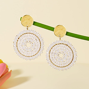 A Golden Cloud White Beaded Earrings For Women Summer Beach Boho Bead Dangle Drop Statement Earrings Fashion Jewelry