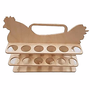 Eibhbuyey Chicken Shaped Wood Stand Wooden Eggs Storage Shelf Convenient Eggs Dispenser Easy to Eggs Kitchenwares