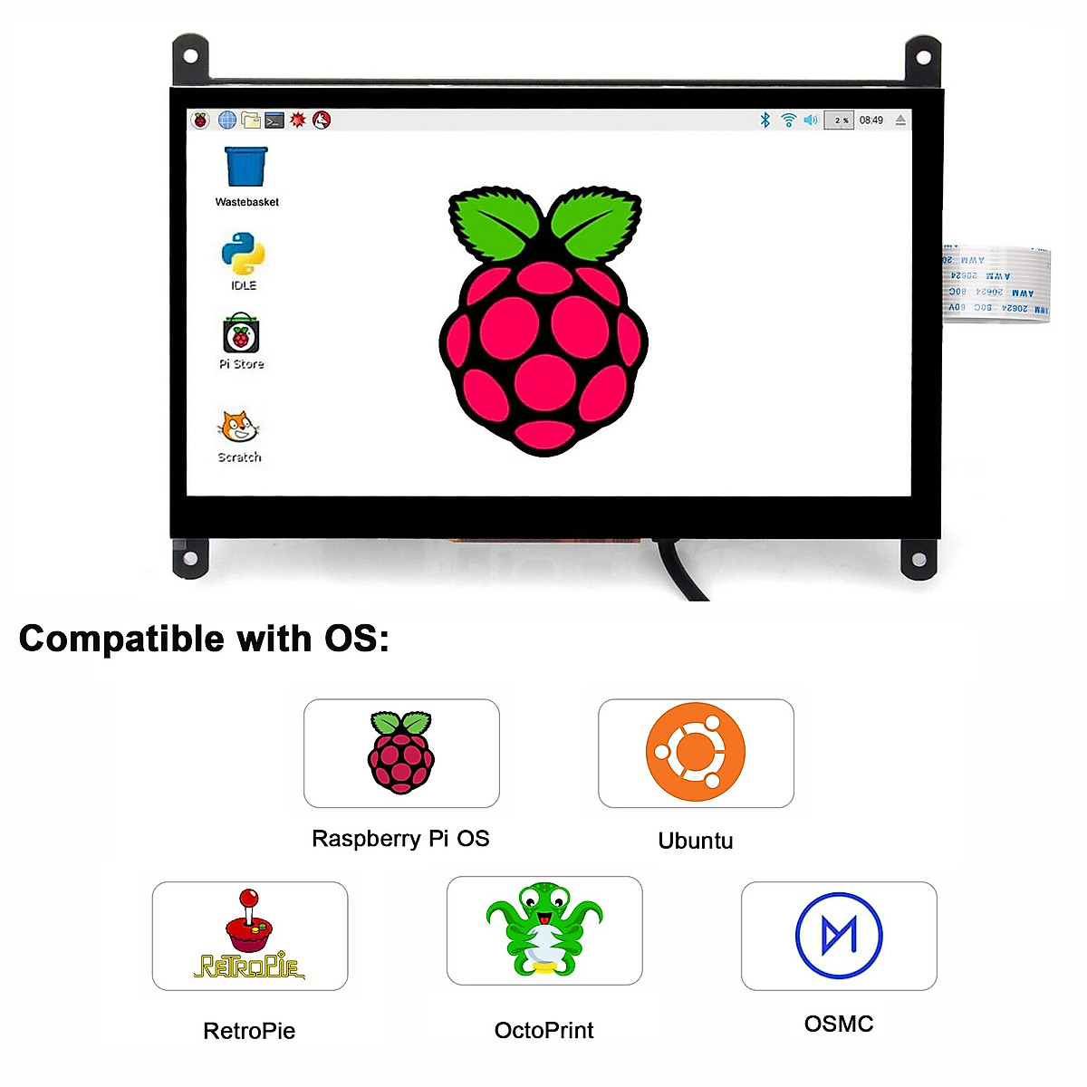 OSOYOO 7 Inch DSI Touch Screen LCD Display 800x480 for Raspberry Pi 5 4 3A 3B+ 2 - Portable Capacitive Touchscreen Monitor with DSI Cable - Great for DIY IOT Circuits and Coding Beginners