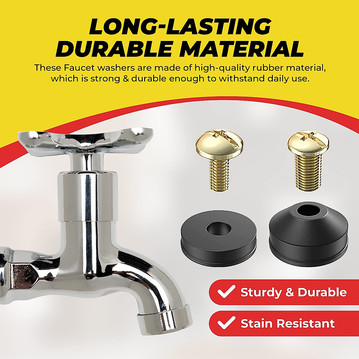 Flat and Beveled Faucet Washers and Brass Bibb Screws Assortment, 48 Pieces