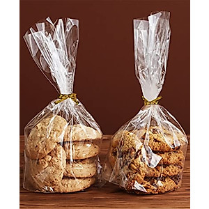 Bosose 50 Pcs 12x16 Clear Treat Bags OPP Cello Cellophane Treat Bags for Gift Wrapping, Bakery, Cookie, Candies, Dessert, Party Favors Packaging, with color Twist Ties