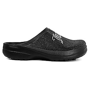 Juicy Couture Womens Slip On Mule - Indoor Outdoor Clogs - Lightweight and Comfortable Shoes with Stylish Rhinestone Design -Cruz Black-6
