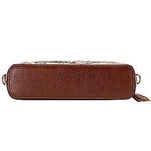 PIJUSHI Designer Leather Handbags for Women Ladies Floral Crossbody Shoulder Bags Clutch Purse (20093 Brown)