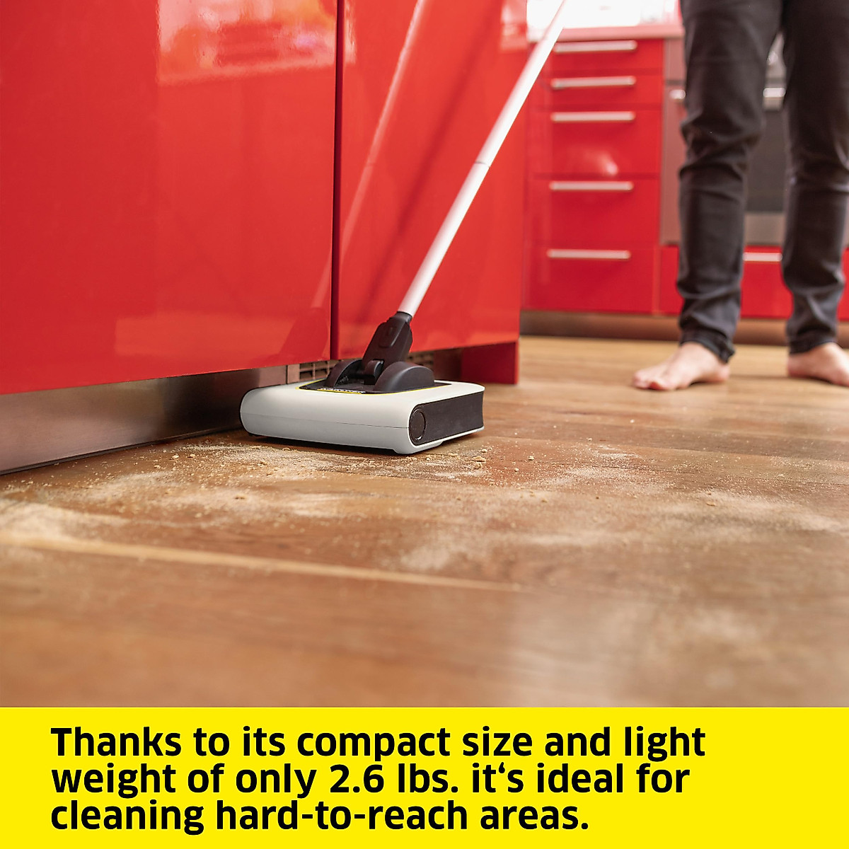 Kärcher KB 5 Electric Floor Sweeper Broom - Multi-Surface - Lightweight and Cordless - Ideal for Fur, Hair, Dirt, & Debris - 8.25" Cleaning Width - White