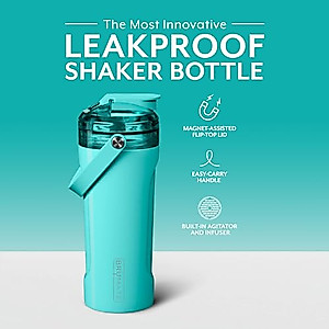 BrüMate MultiShaker Blender Shaker Bottle | 100% Leakproof Insulated Stainless Steel The Perfect Shaker Cup, Protein Shaker Bottle, and Pre Workout Bottle for the Gym | 26oz (Aqua)