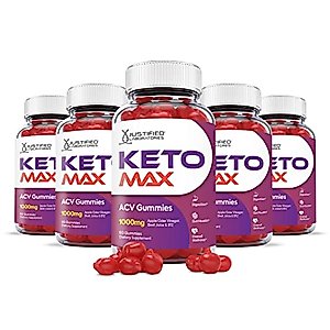 Justified Laboratories (5 Pack) Keto Max ACV Gummies 1000MG with Pomegranate Juice Beet Root B12 300 Gummys