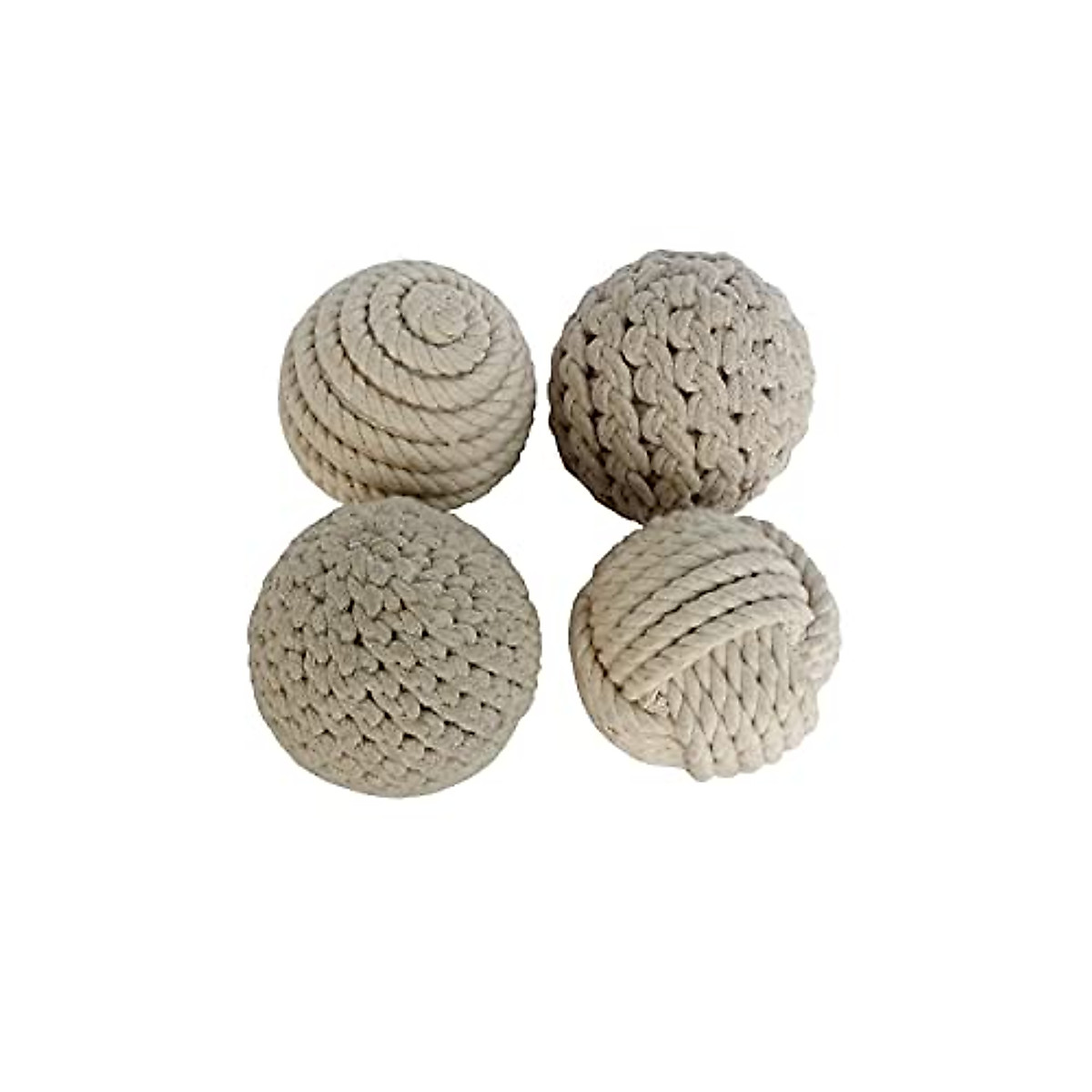 Deco 79 Jute Handmade Orbs & Vase Filler with Varying Designs, Set of 4 4"D, Brown