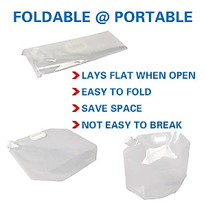 Soddeph 2.6 Gallon Collapsible Water Container Bag, BPA Free Food Grade Clear Plastic Storage Jug for Sport Camping Riding Mountaineer,Freezable,Food Grade (2.6 Gal, 4-pack)