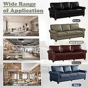 Antetek Comfy Upholstered PU Leather Sofa, 82.6-inch Mid-Century Modern Loveseat Sofas with Storage Space & Solid Bun Feet, 3-Seater Couches for Living Room Small Space, Bedroom, Navy Blue