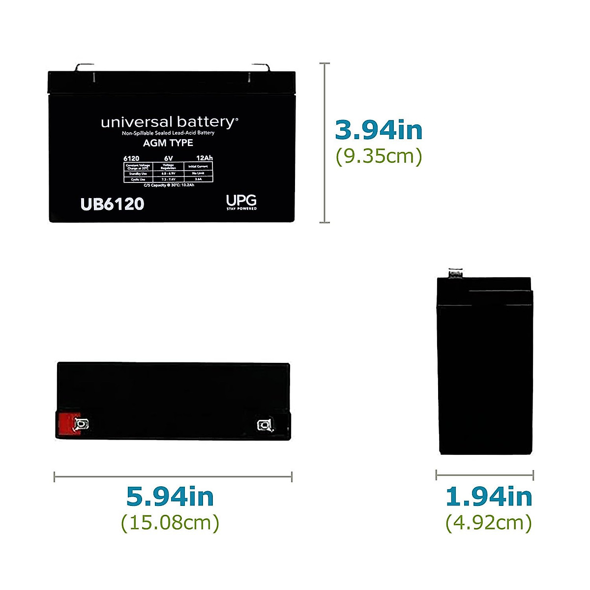 Universal Power Group 6V 12Ah UB6120 F1 Battery