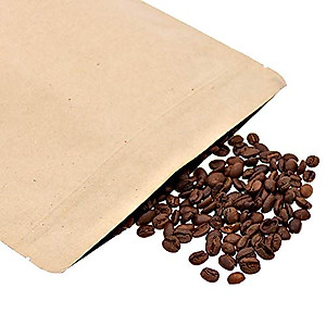 SumDirect Kraft Stand Up Pouches - 50 Pack 5x7 Inch Ziplock Food Storage Reusable Bags with Foil Lined for Home or Business (Brown)