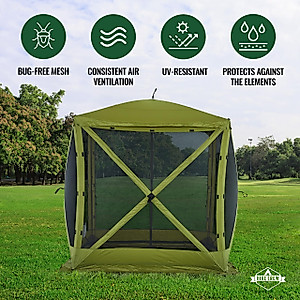 Hike Crew 6’ x 6’ Pop-Up Gazebo Screen Tent | Screened 4-Sided Instant Outdoor Canopy Shelter with Stakes, Ropes & Carry Bag for Camping, Sports & Picnic Table | UV Resistant SPF 50+