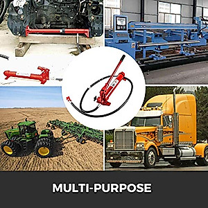 Vevor 10 Ton Porta Power Kit 1.4M (55.1 inch) Oil Hose Hydraulic Car Jack Ram Autobody Frame Repair Power Tools for Loadhandler Truck Bed Unloader Farm and Hydraulic Equipment Construction, Red