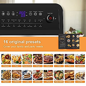 16-in-1 Air Fryer Oven, 13 Quart Airfryer Toaster Oven Combo, 1700W Large Digital LED Screen Air Fryers, Convection Toaster Oven with Rotisserie Dehydrator, Nonstick Basket, Accessories Included