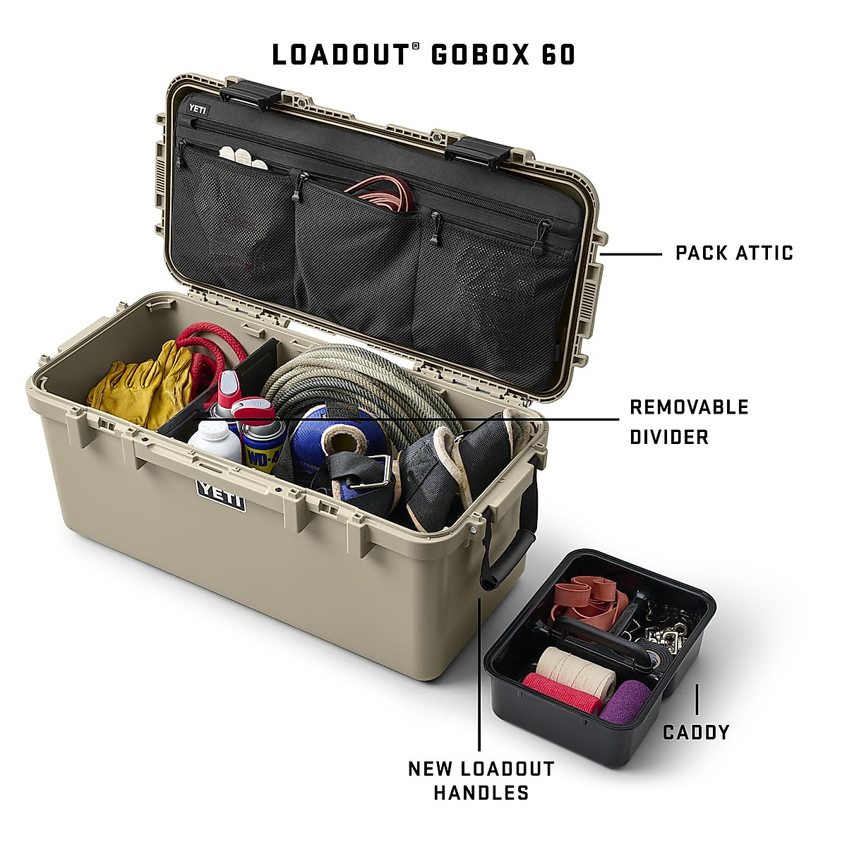 YETI Loadout GoBox 60 Gear Case White, Gobox 60 - White, Classic