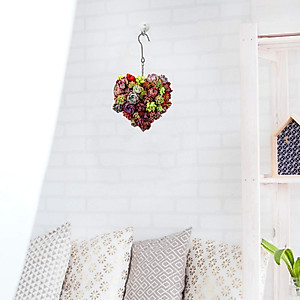 Angoily 2pcs Hanging Planter Heart Shaped Flower Basket Vintage Succulent Pot Outdoor Bonsai Holder for Balcony Garden Wedding (Brown)