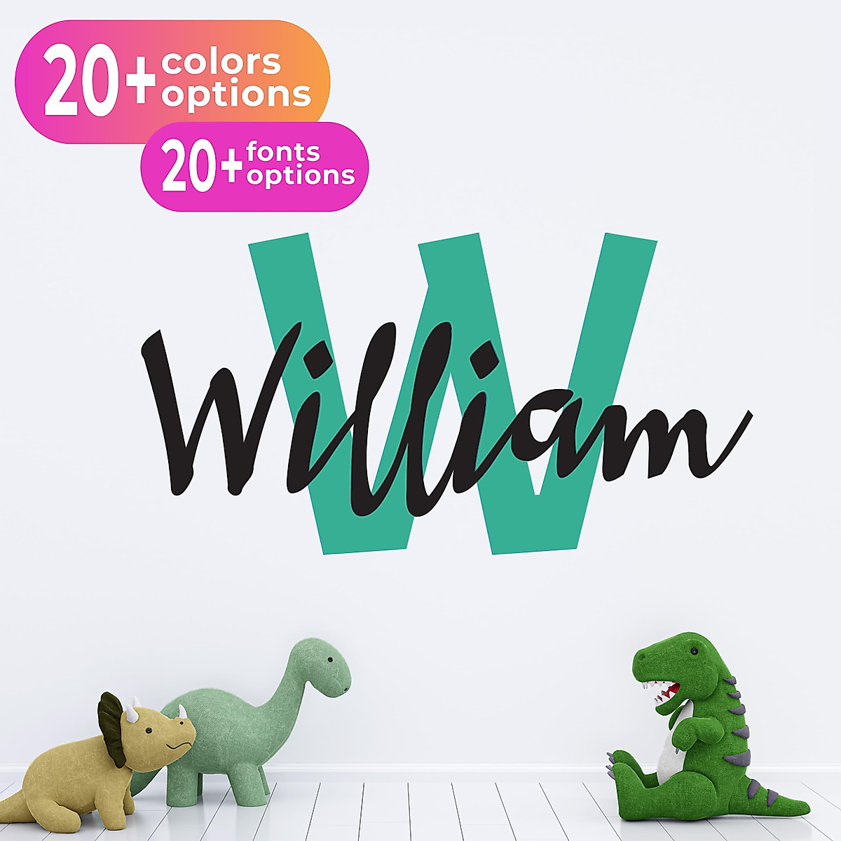 Multiple Font Custom Name & Initial Nursery Wall Decal - Mural Wall Decal Sticker for Home Children's Bedroom - Car & Laptop