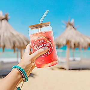 Delsakhula 30th Birthday Gifts for Women Men Vintage 1993 Coffee Can Glass 30 Year Old Birthday Vintage 1993 Glass Can Gifts for Women Men Coffee Glass Can with Bamboo Lid and Glass Straw 16 Oz