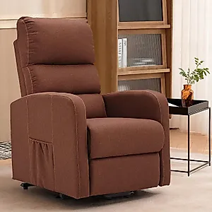EUREKA ERGONOMIC Power Lift Recliner Chair for Elderly, Small Recliner Chair for Small Spaces, Power Recliner Chair for Living Room, Single Sofa with Infinite Adjust for Back and Footrest, Brown