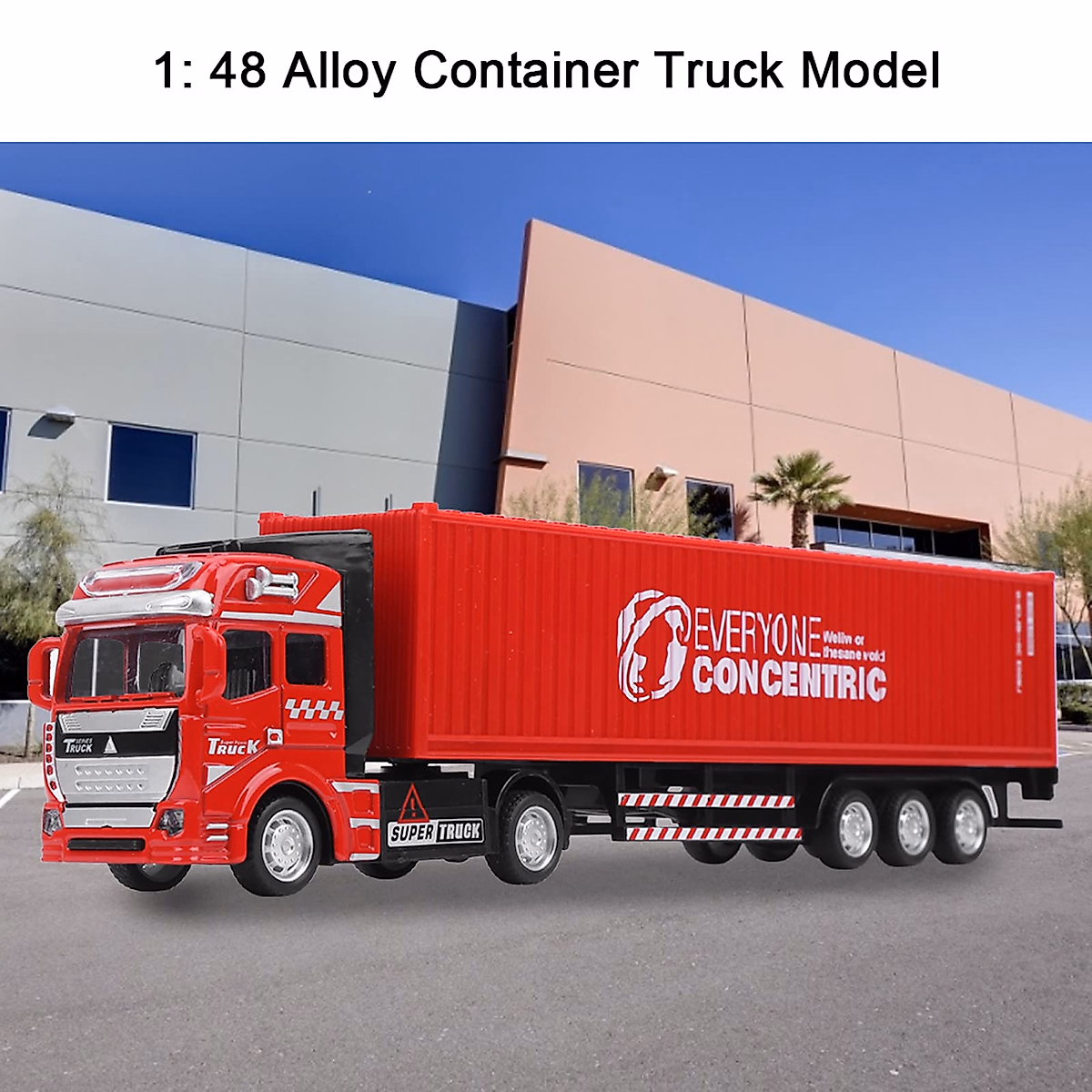 Container Truck Model, 1: 48 Alloy Toy Highly Simulation Children Car Toys Vehicle(Red)