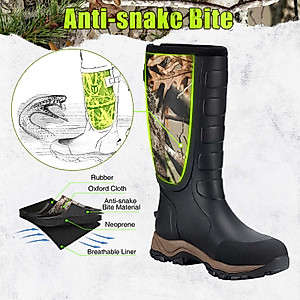 TIDEWE Hunting Boots Snake Proof for Men, Waterproof Insulated Warm Rubber Boots with Steel Shank, 5mm Neoprene Warm Durable Lightweight Outdoor Boots, Durable Work Boots for Farming Gardening Fishing