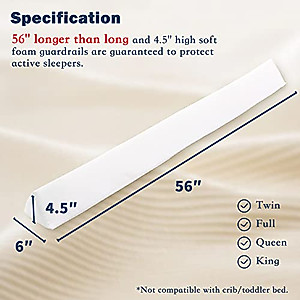 Truwelby Bed Bumpers for Toddlers [2-Pack] 56" Foam Safety Bed Rail for Kids Toddlers Bed Bumper with Water-Resistant, Non-Slip and Washable Cover fits Twin, Full, Queen, King Beds