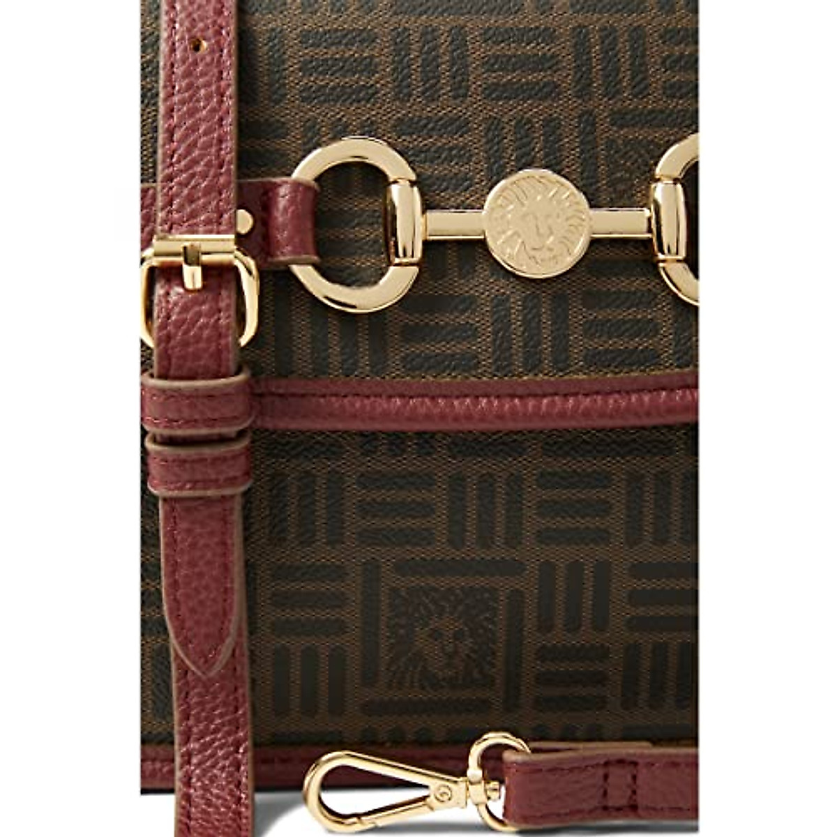 Anne Klein Womens Anne Klein horsebit flap crossbody, Milk Choc-dk Choc Print W/ Rhubarb, One Size US