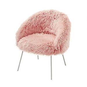 Ana Rose Fur Accent Chair - Metal Legs | Upholstered | Living Room, Entryway, Bedroom | Inspired Home